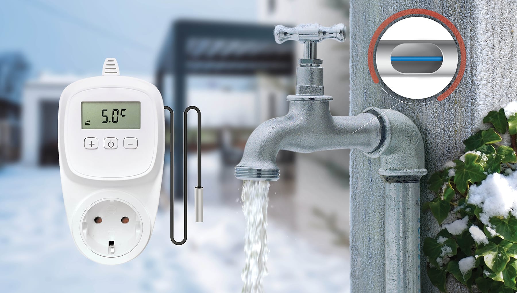 Juomavesihyväksytty Devipipeheat V3 on saanut tuoteperheeseensä uuden Plug-In sulanapitotermostaatin